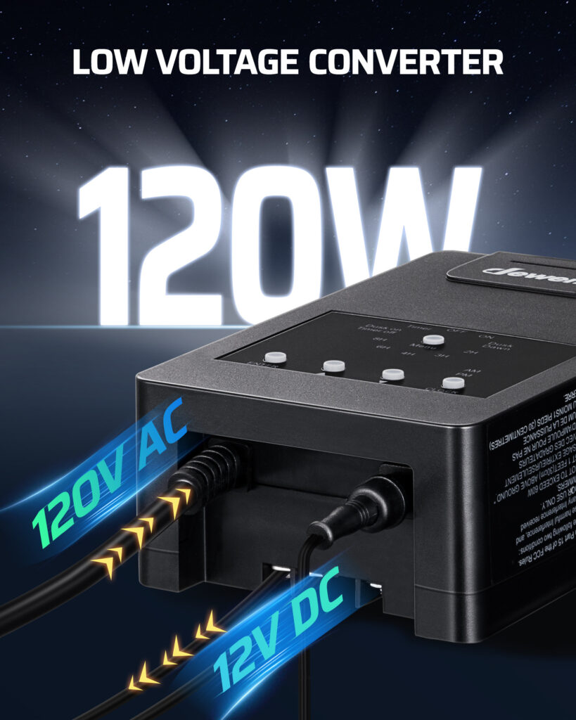 DEWENWILS 120W Low Voltage Transformer with Photocell Sensor & Timer ...